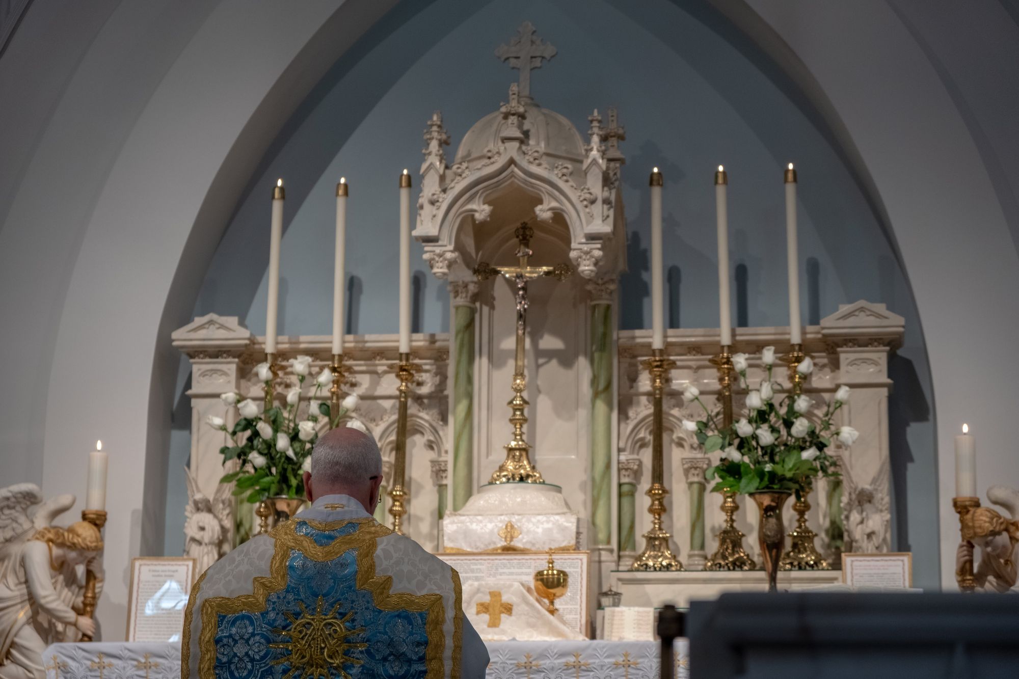 Priest Approaching Altar - Catholic Stock Photo