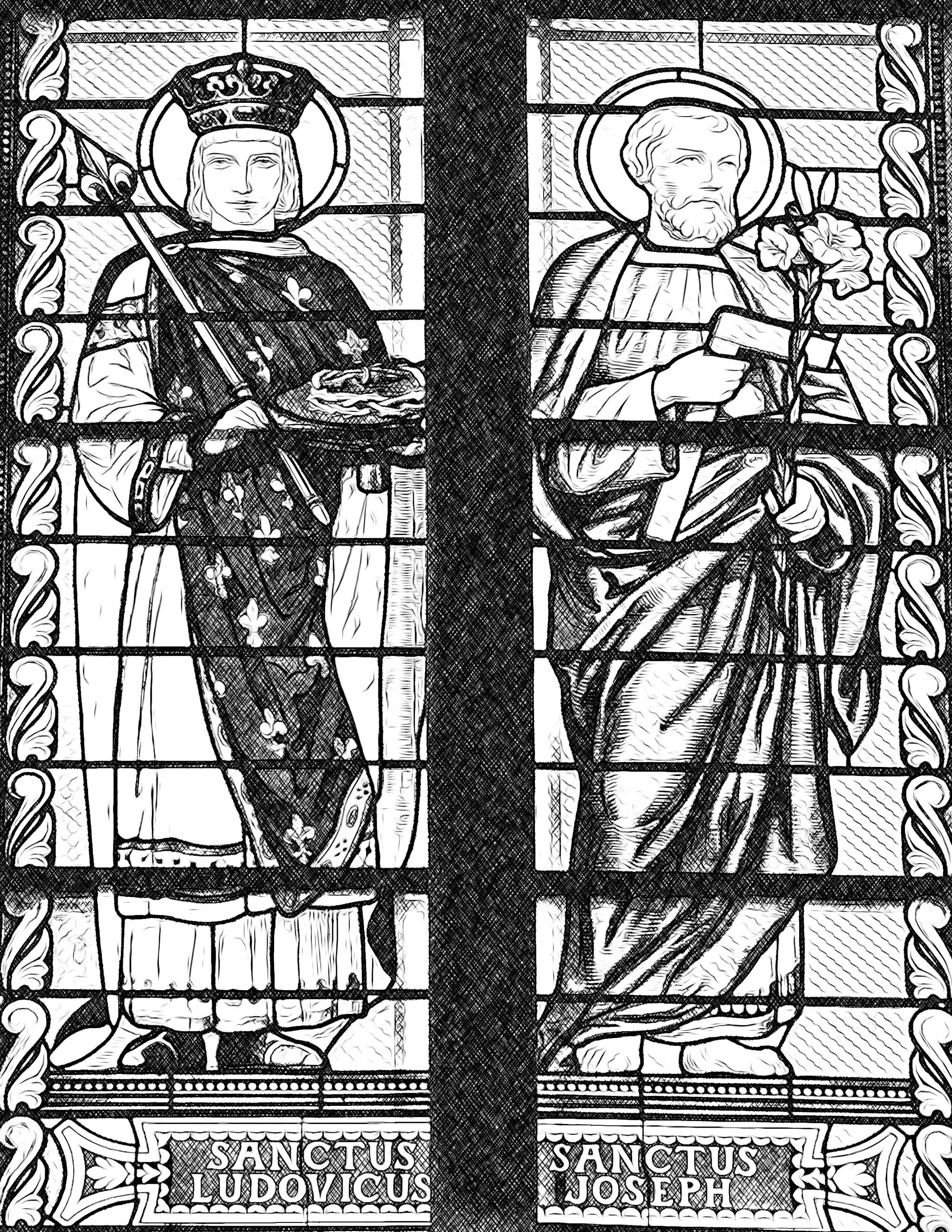 Saints Louis and Joseph - Catholic Coloring Page