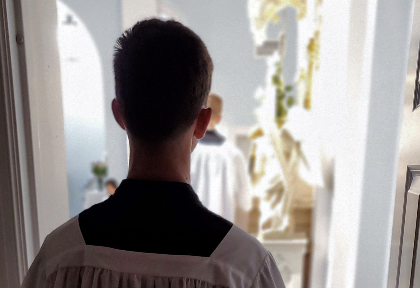 Altar Server Standing in Sacristy - Catholic Stock Photo