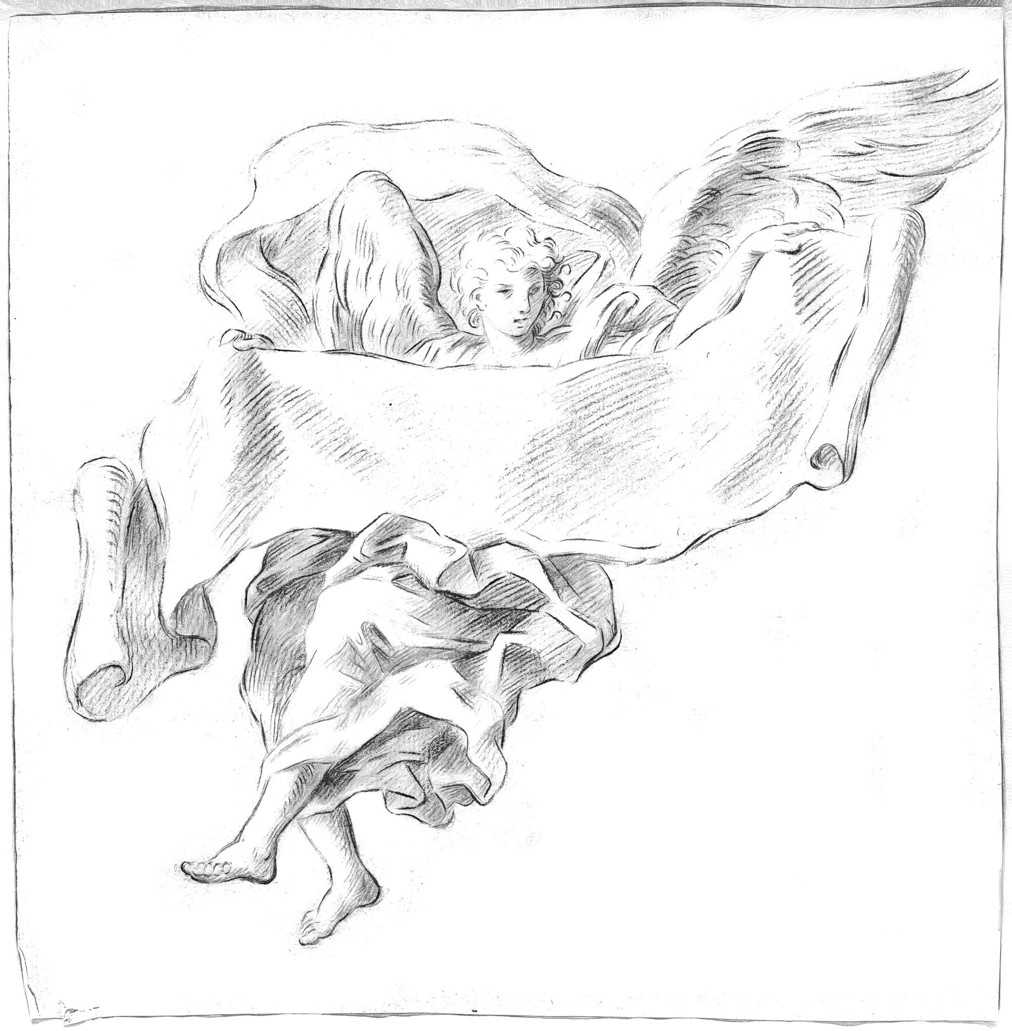 Angel Carrying Ribbon (1680–1764) - Catholic Coloring Page