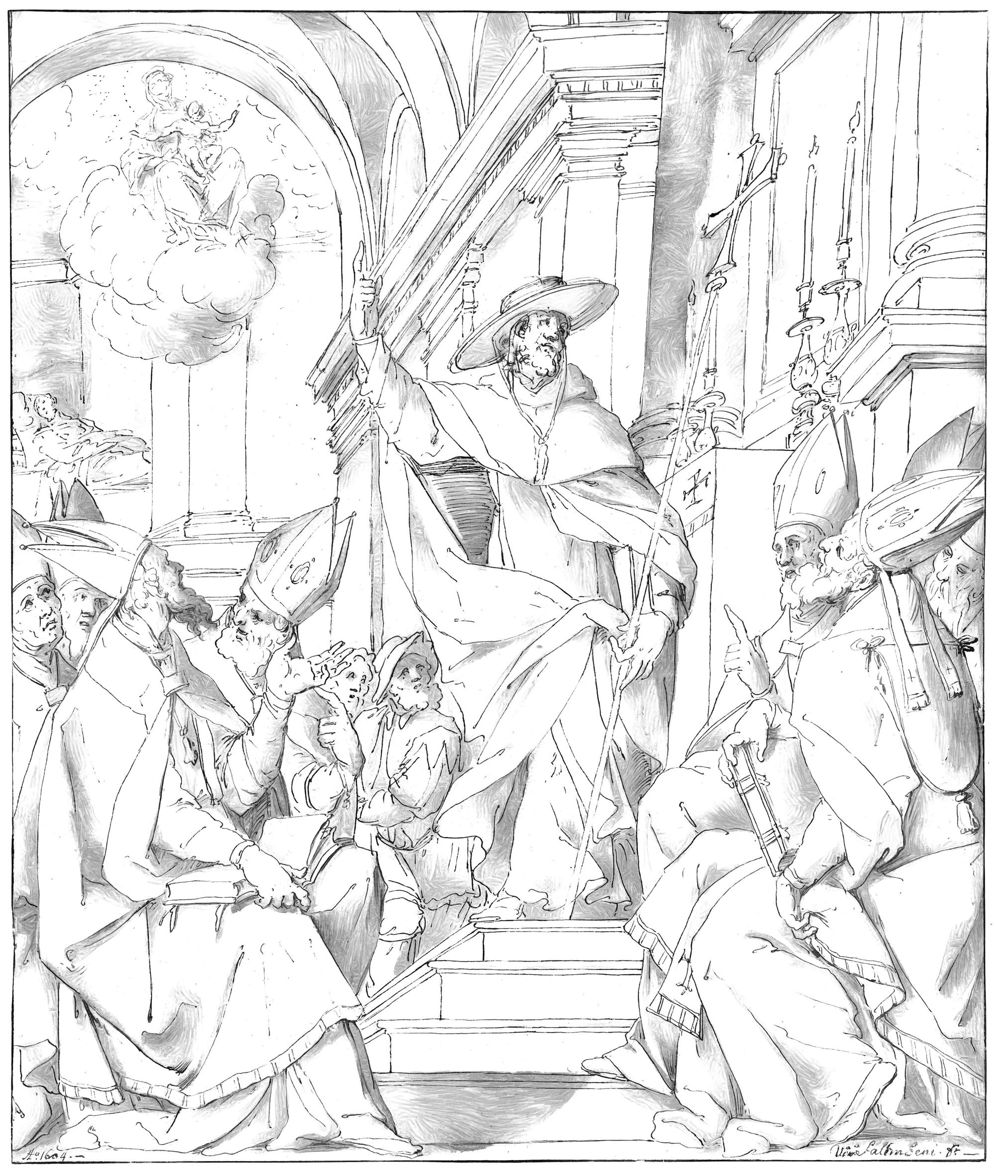 A Cardinal Speaking to Bishops (1604) by Giovanni Mauro della Rovere ...