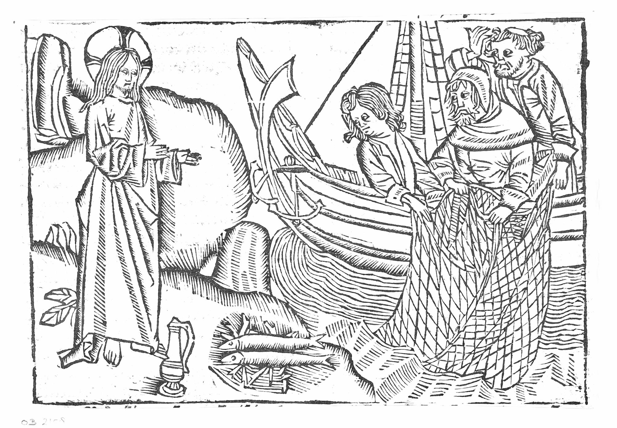 Miraculous Draught of Fish (1503) by Master of Delft - Bible Coloring Page