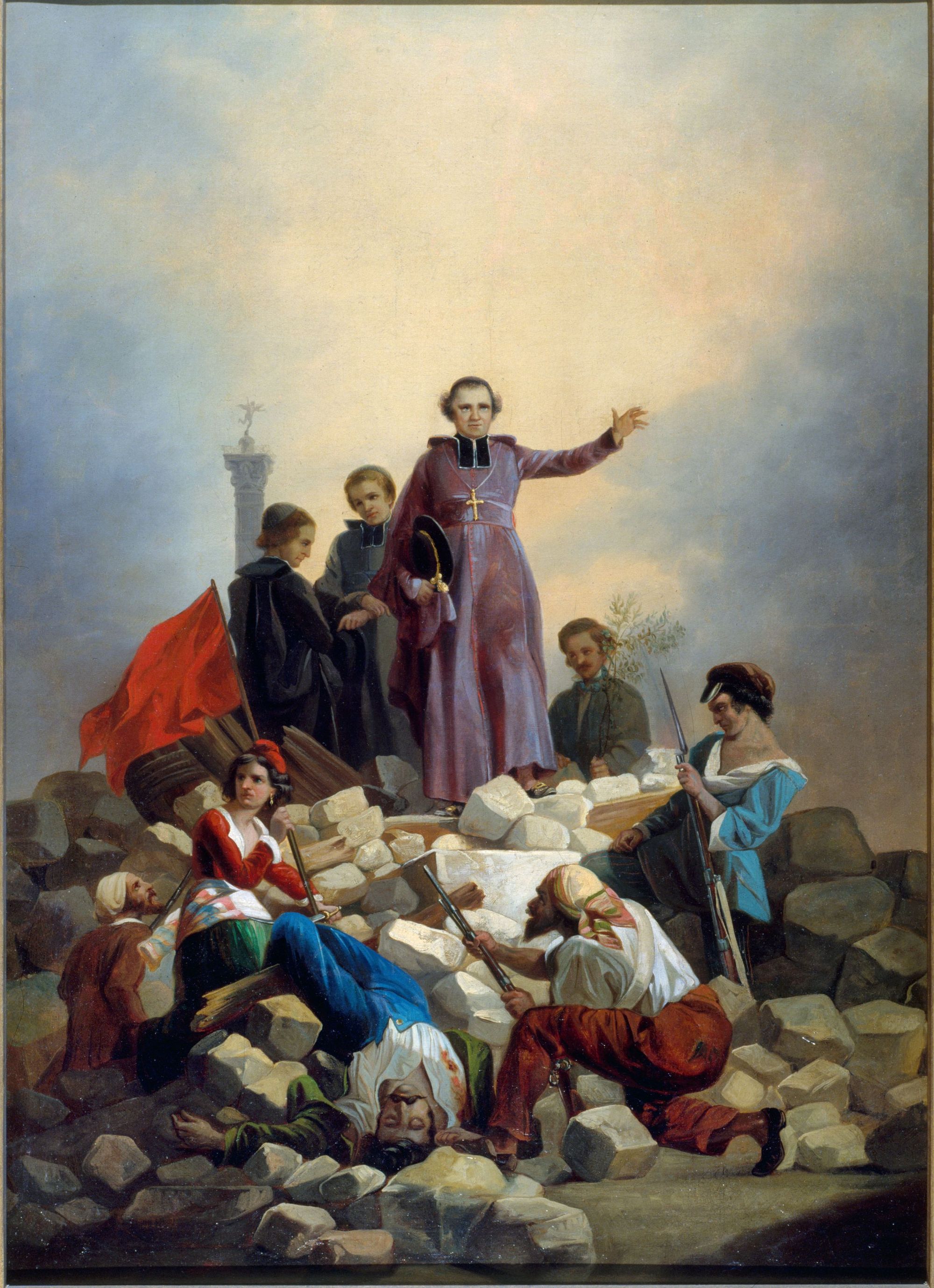 Monsignor Affre on the Barricade (1848-1849) by Joseph Félon - Public ...