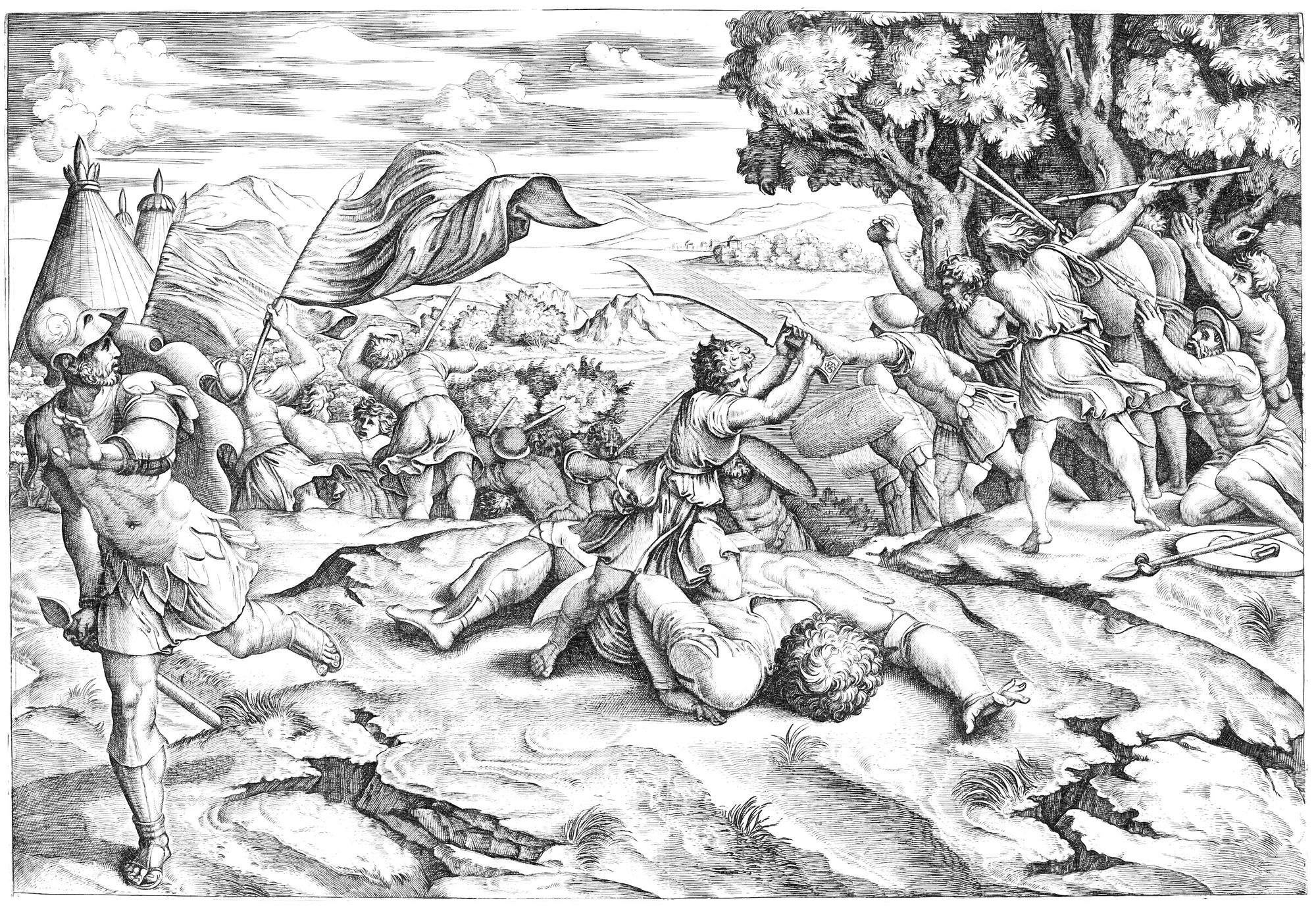 David Beheading Goliath (1520-1525, Italy) by Marcantonio Raimondi ...