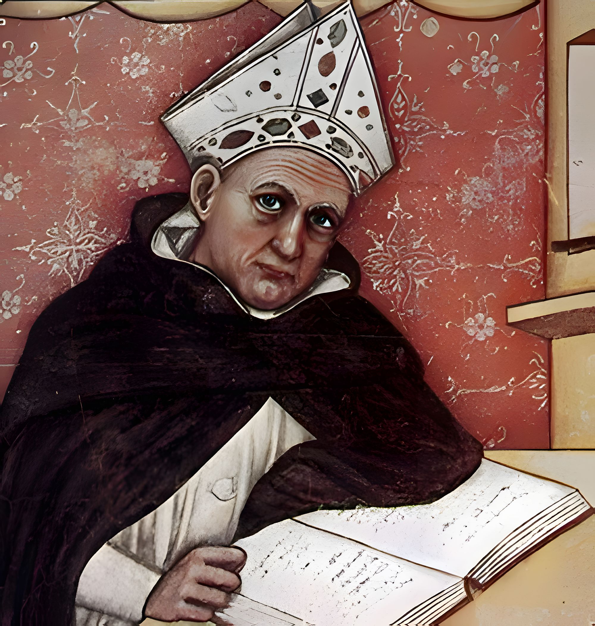 Saint Albertus Magnus, a Fresco by Tommaso da Modena (1352), Church of ...