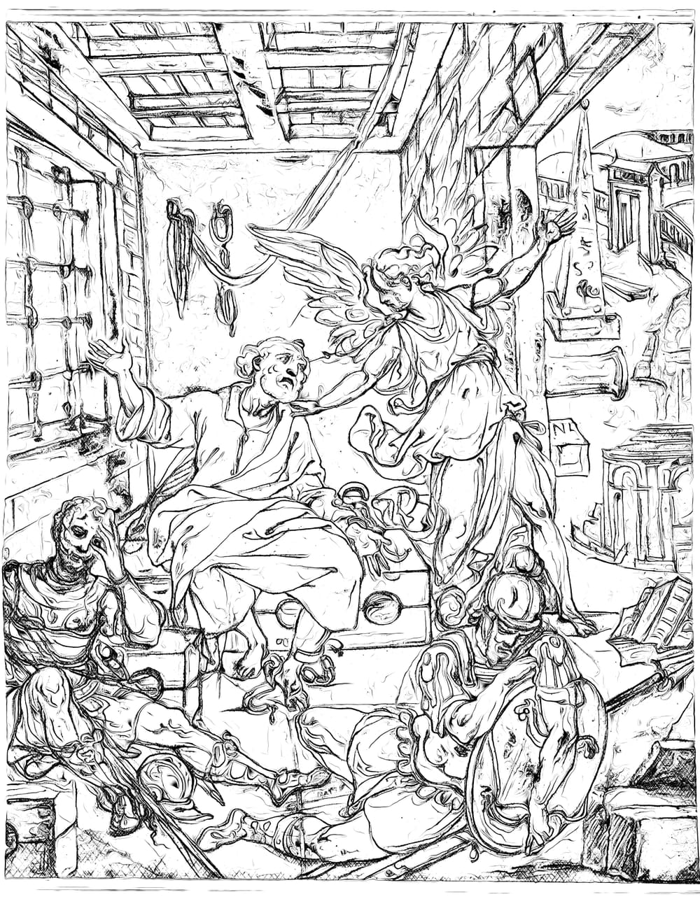 Liberation of Saint Peter - Bible Coloring Page