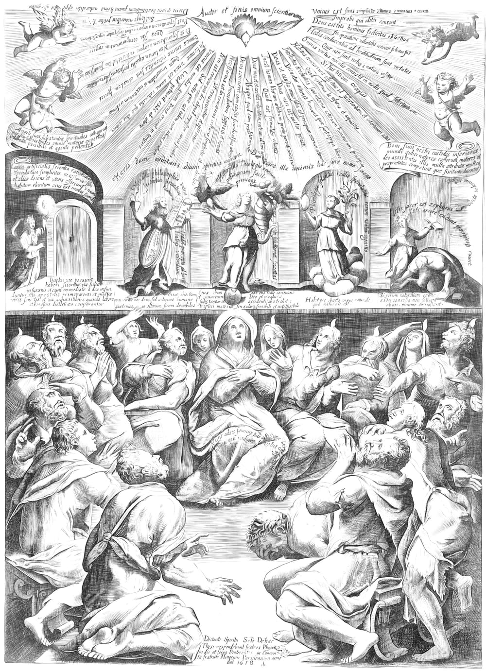 Pentecost (1618) by Jacob van der Heyden - Catholic Coloring Page