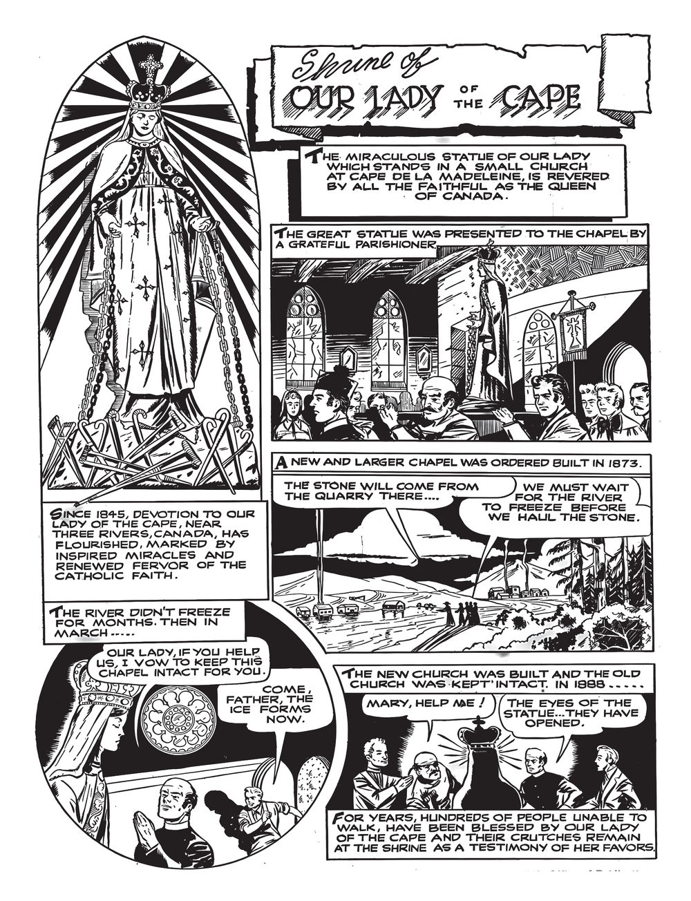 The Shrine of Our Lady of the Cape - Catholic Comic Book Coloring Page