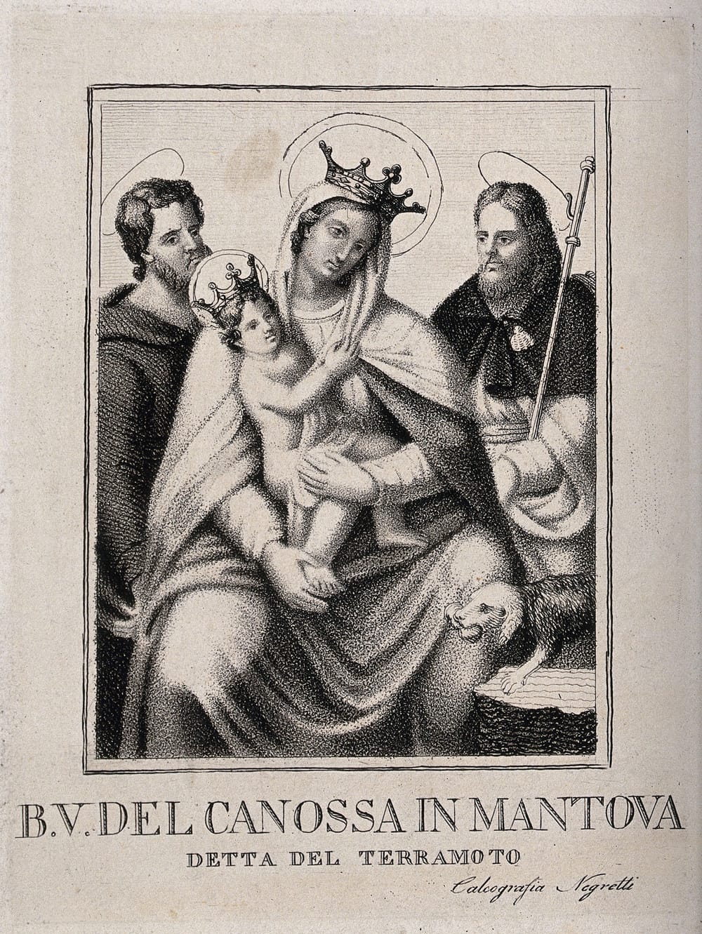 Saint Mary (the Blessed Virgin) with the Christ Child, and Saint Roch ...