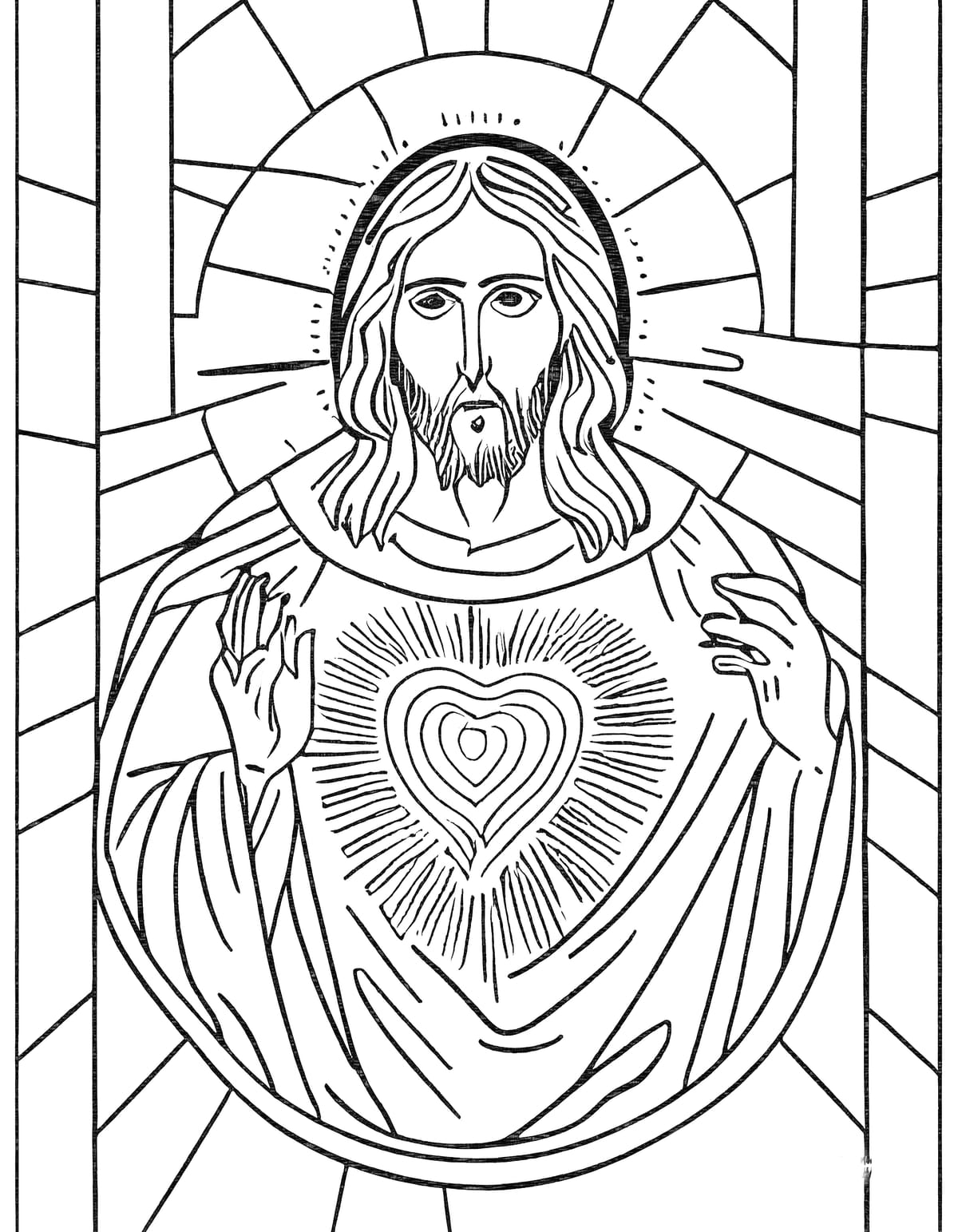 Sacred Heart Catholic Coloring Page