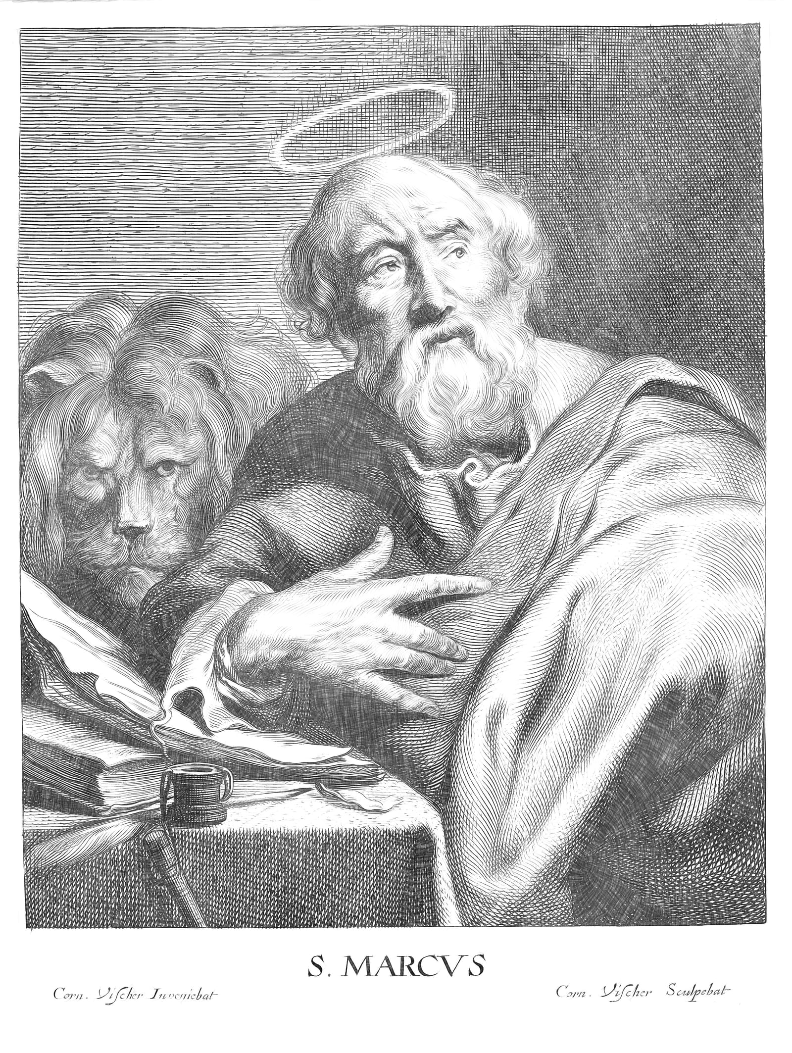 St. Mark (17th Century) by Cornelis Visscher - Catholic Coloring Page