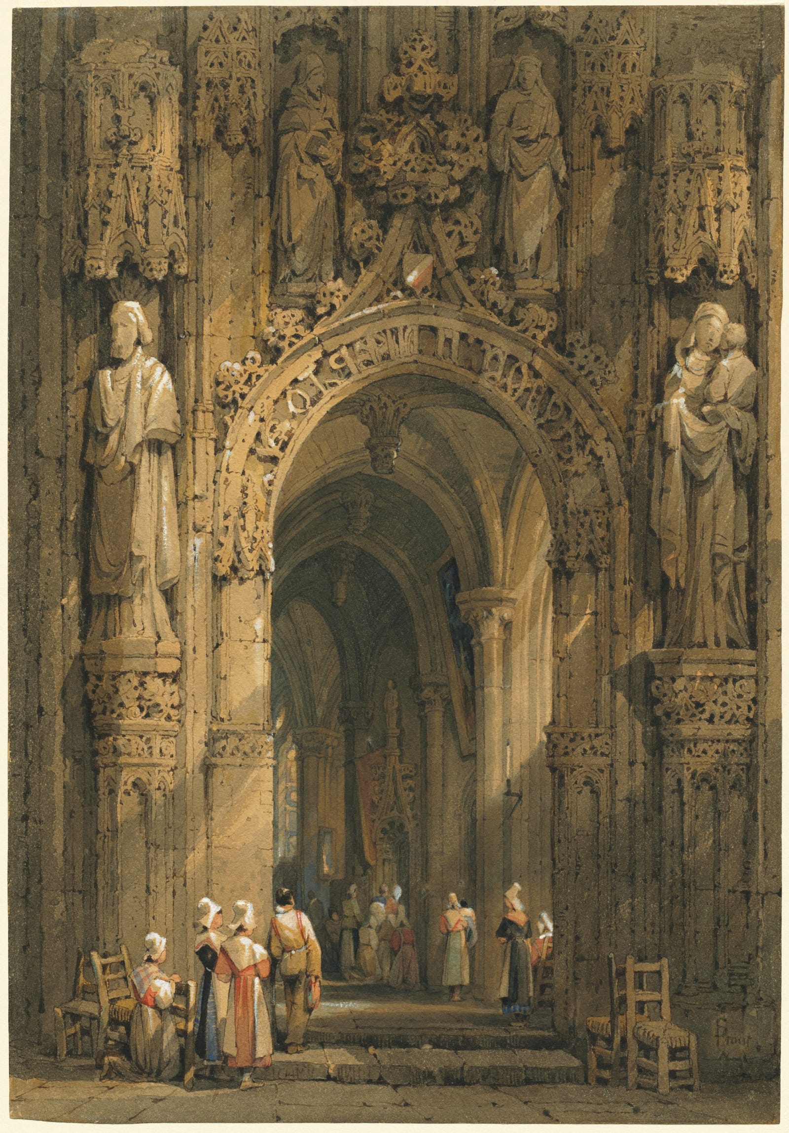 Interior of a Cathedral (1820s) by Samuel Prout - Public Domain ...
