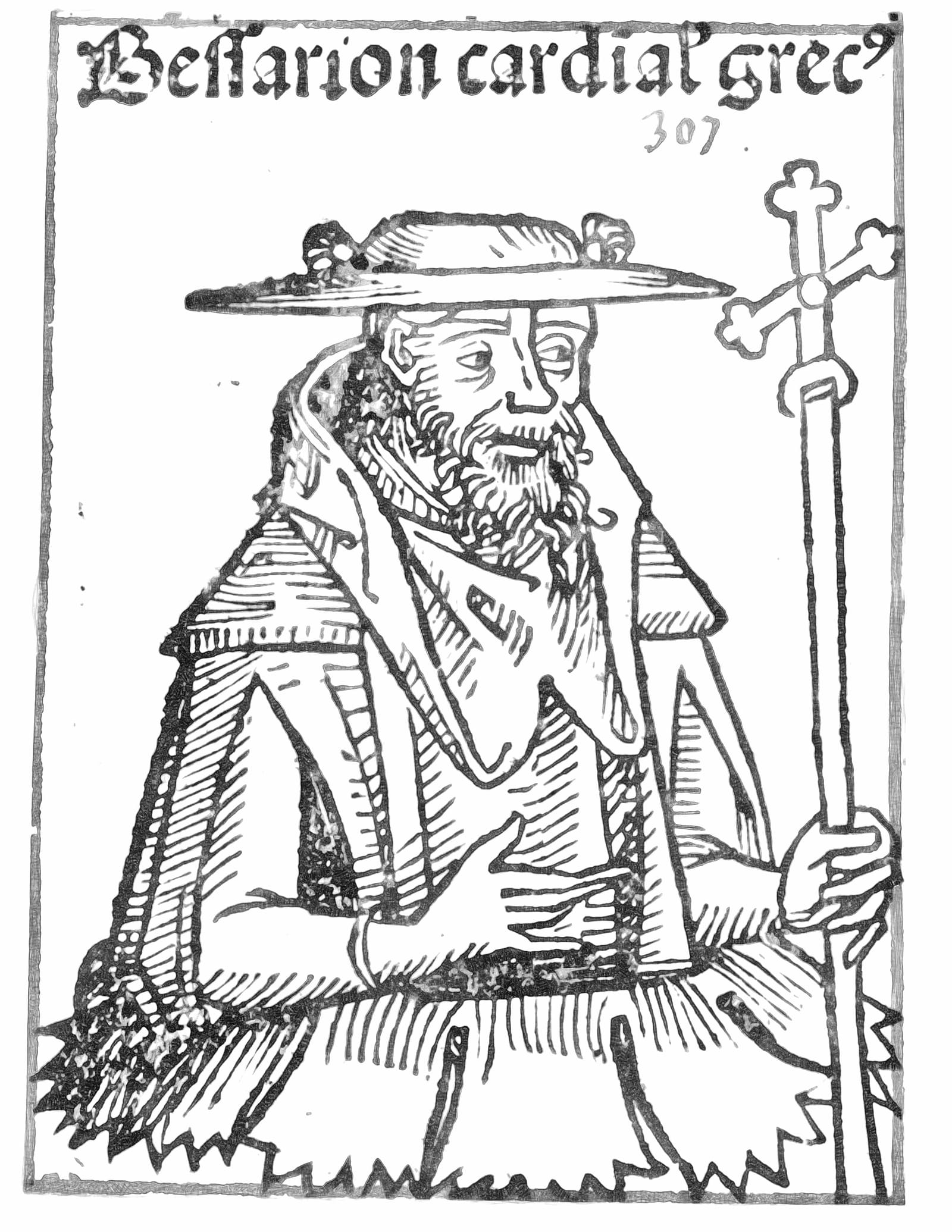 Cardinal Bessarion (1493) by Michel Wolgemut - Catholic Coloring Page