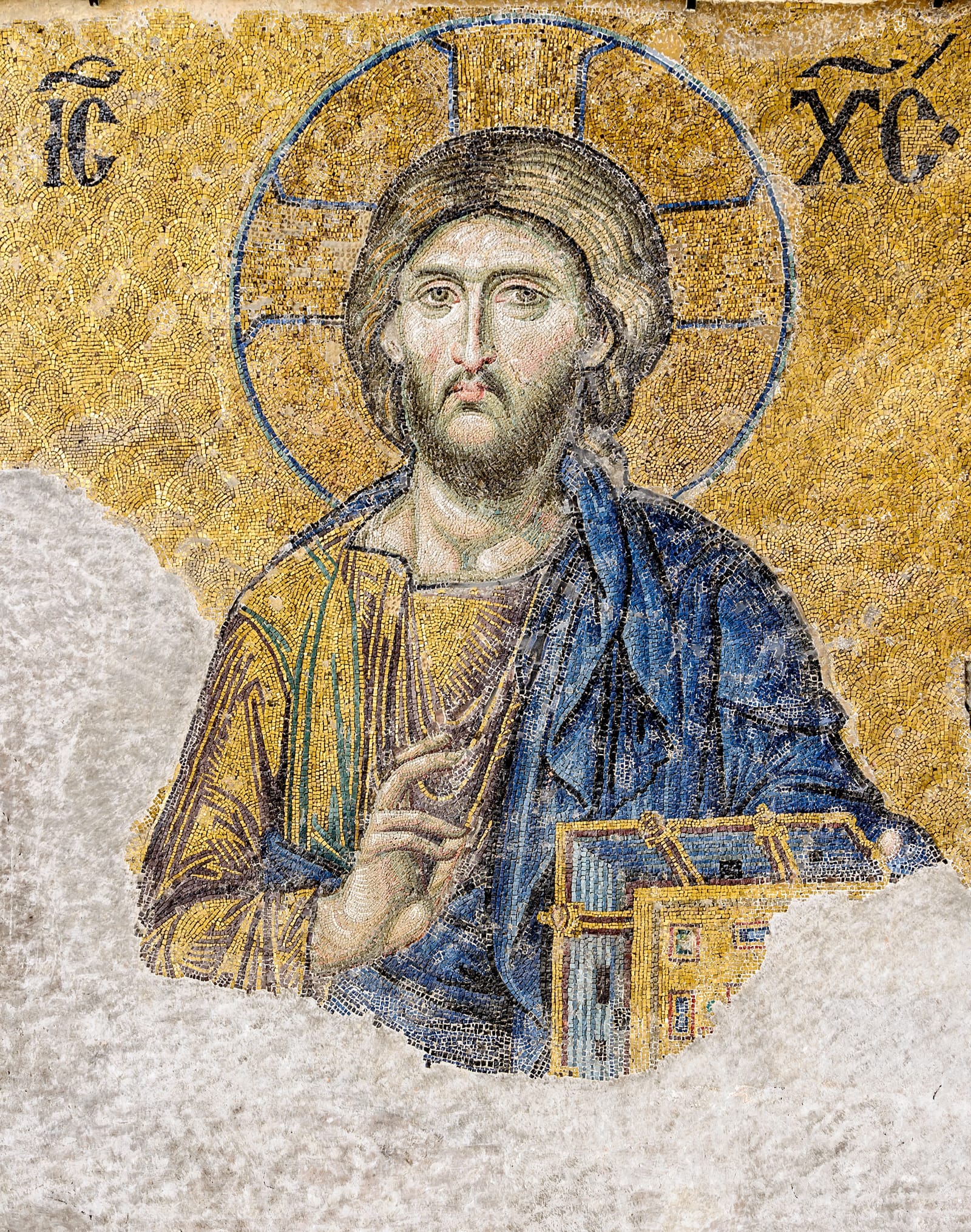 The Christ Pantocrator of the Deesis mosaic (13th-century) in Hagia ...