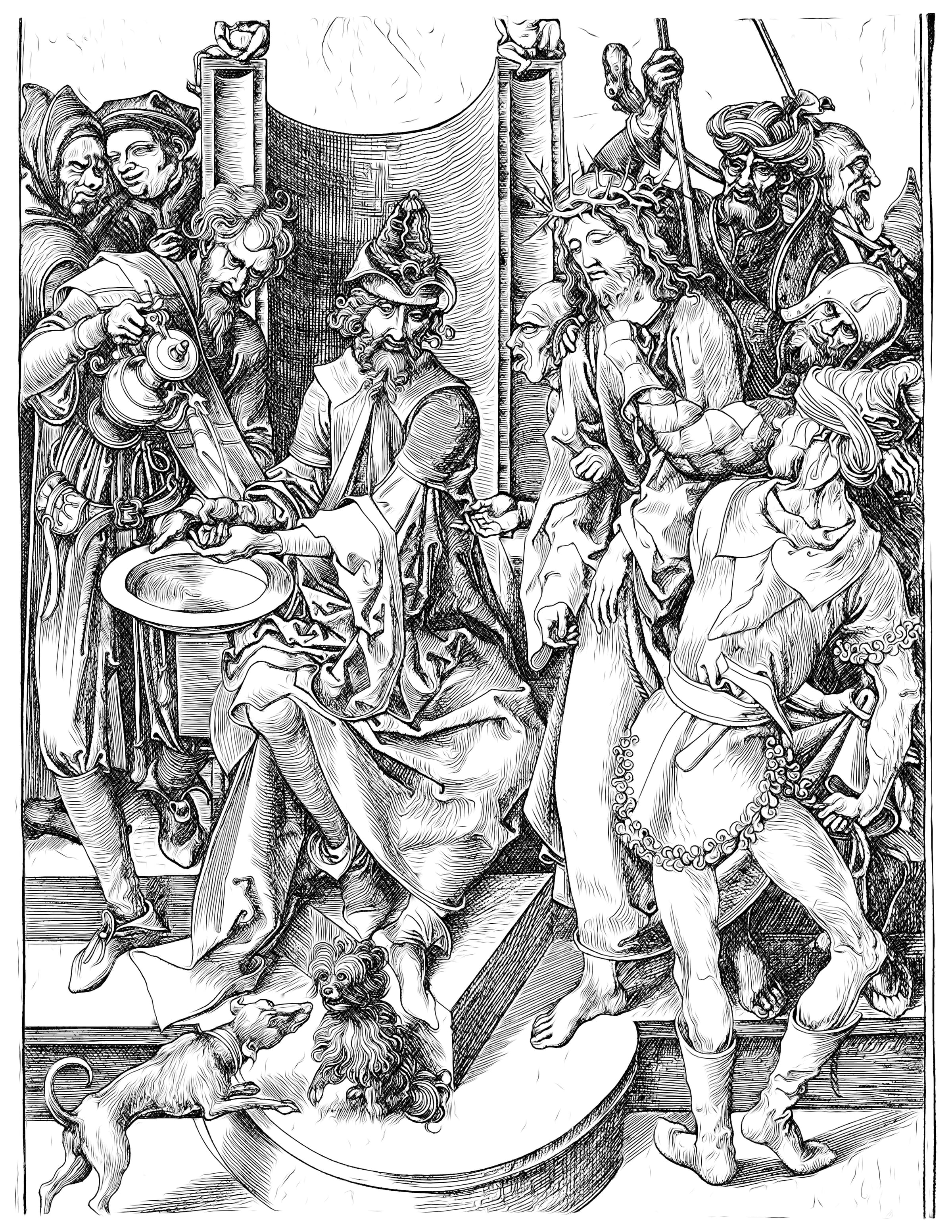 Christ Before Pilate - Bible Coloring Page