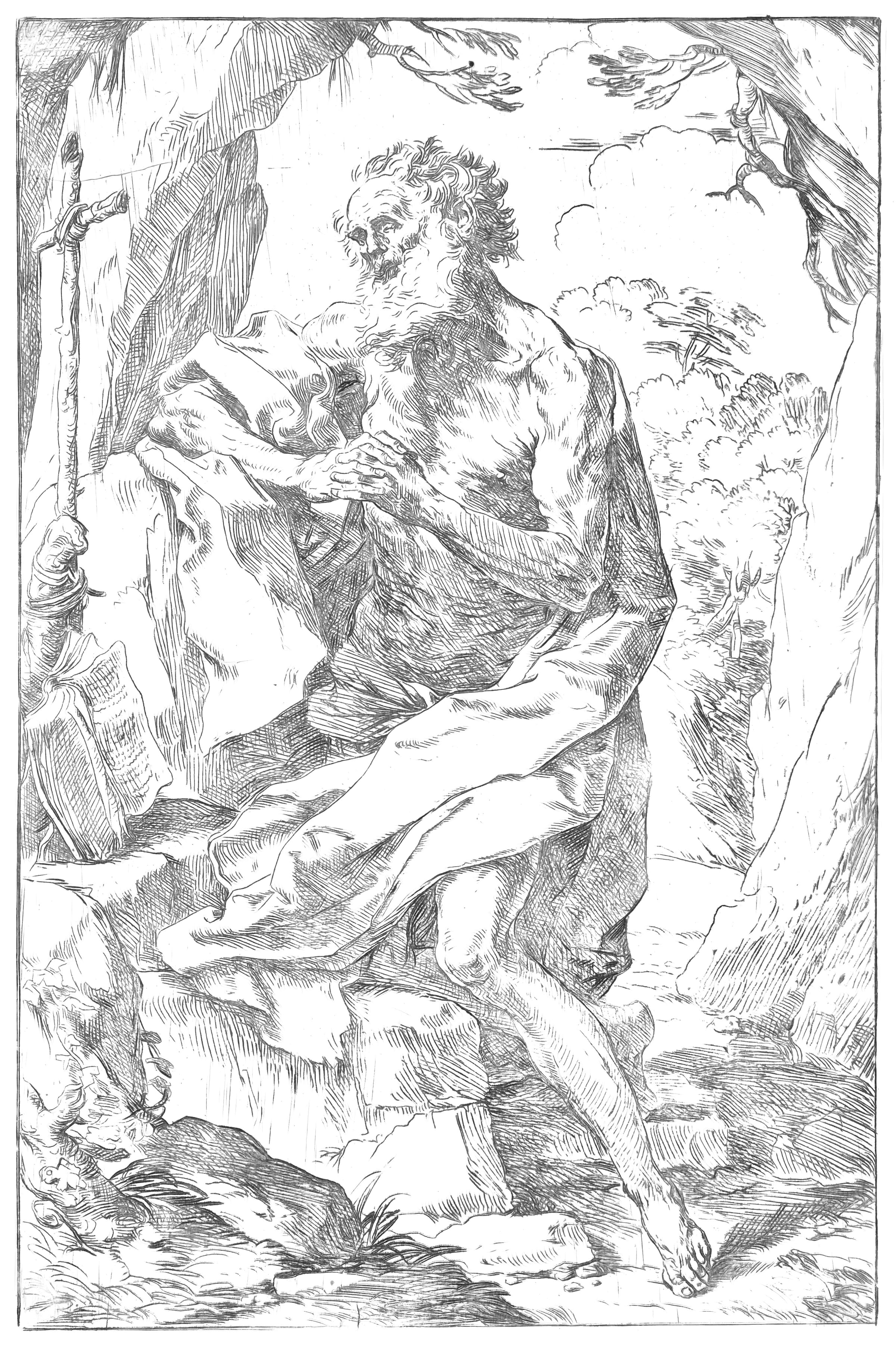 Saint Jerome (1601–1642) by Guido Reni - Catholic Coloring Page