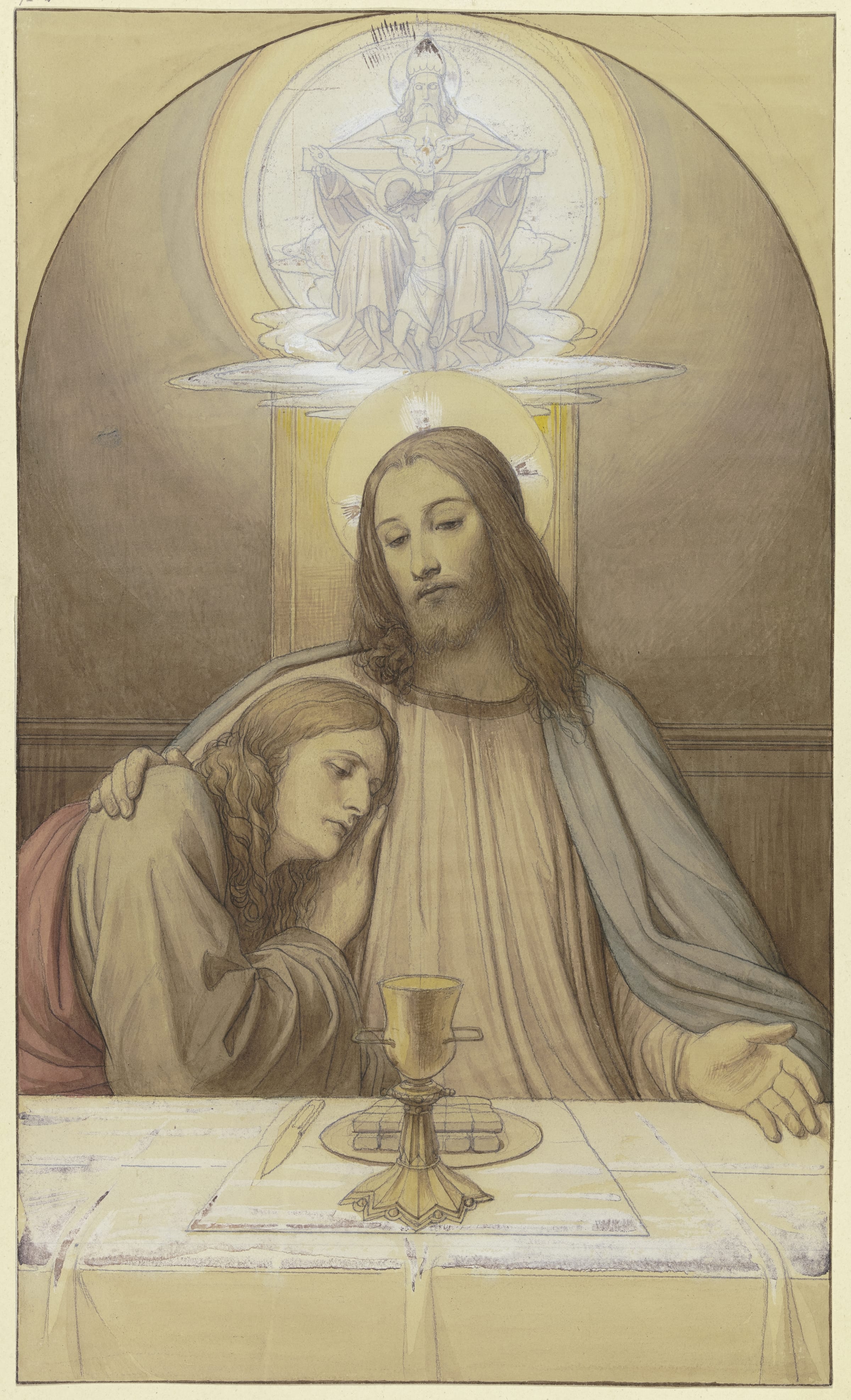 Christ with his favorite disciple John, half-length figures at the ...