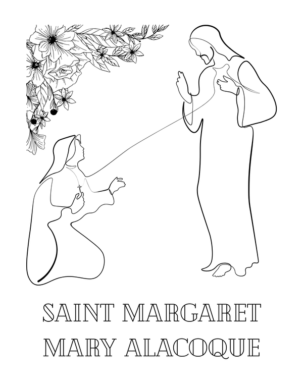 Saint Margaret Mary Alacoque (2025) - Public Domain Catholic Coloring Page